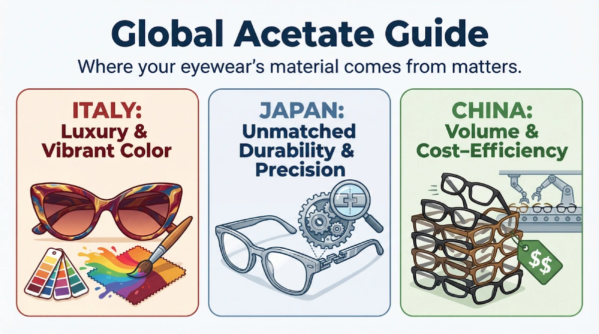 Získávání acetátového materiálu pro brýle: Kvalita a stabilita