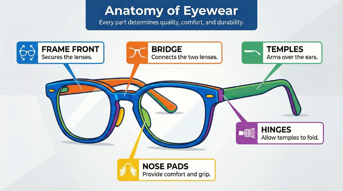 Parts of Glasses: Names, Functions & Frame Components Guide